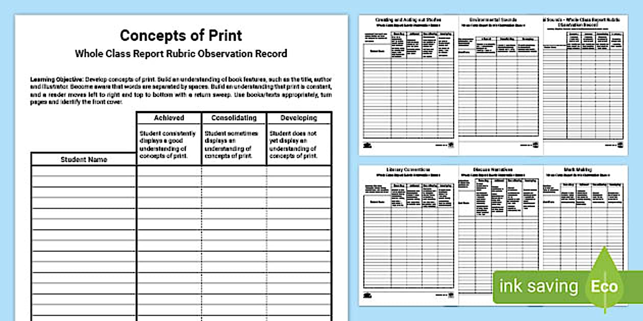 EYLF Literacy Skills Progression Tracker and Assessment Pack