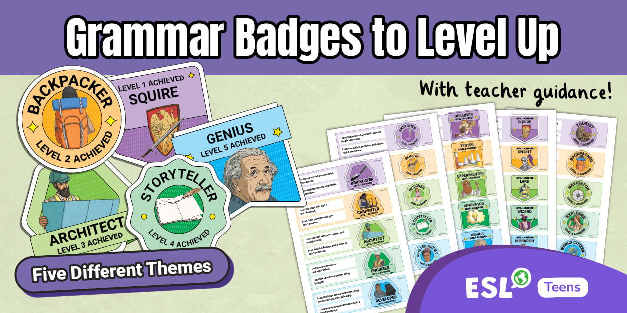 * NEW * ESL Grammar Level Badges [Teens]