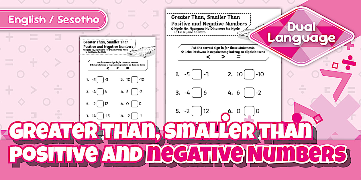 Greater than, Smaller than Positive and Negative Numbers