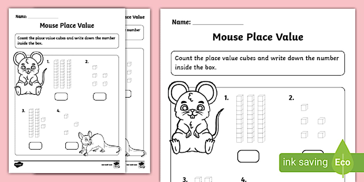 Mouse Place Value Activity Sheet (teacher made) - Twinkl