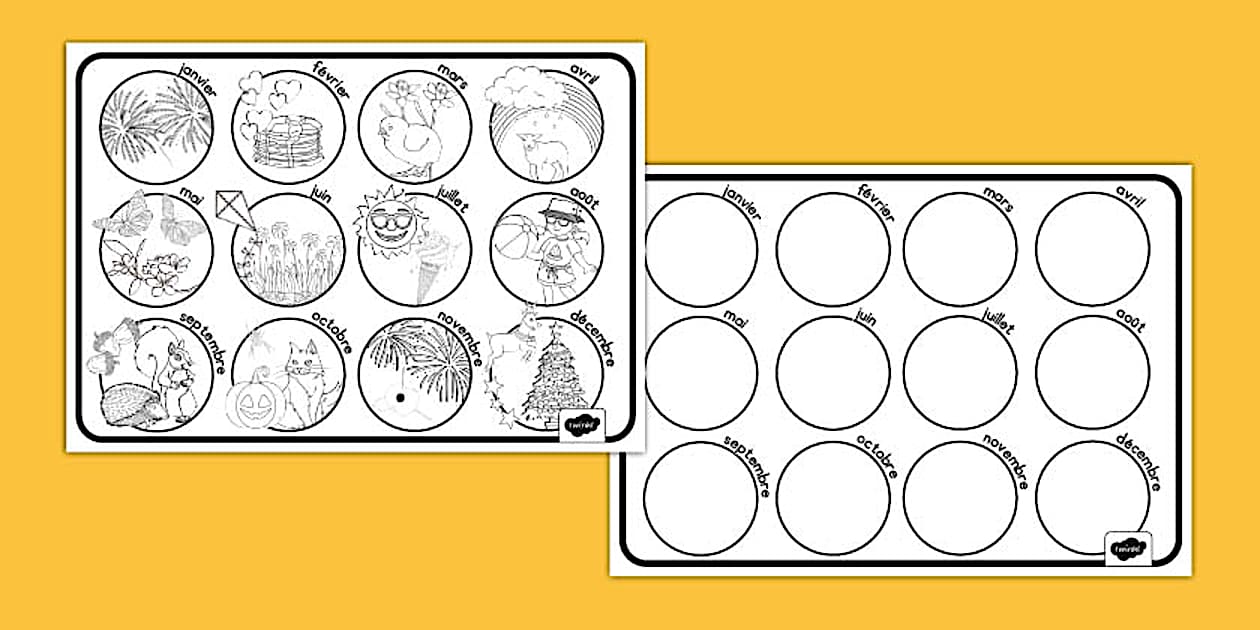 Gribouillons sur le thème des mois de l'année - Twinkl