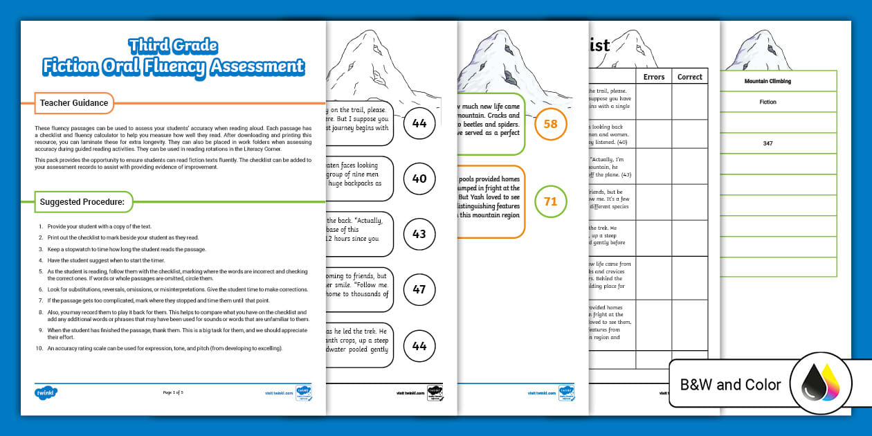 Third Grade Fiction Oral Fluency: Mountain Climbing - Twinkl