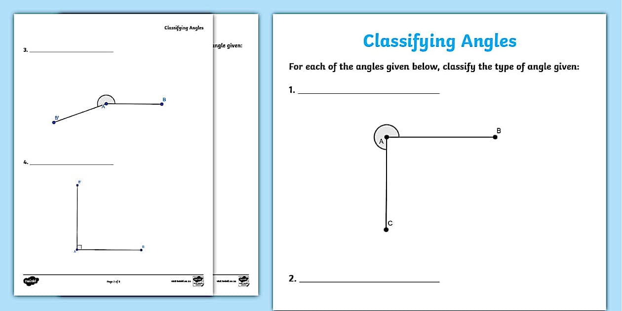 Classifying Angles Activity Sheet - Twinkl