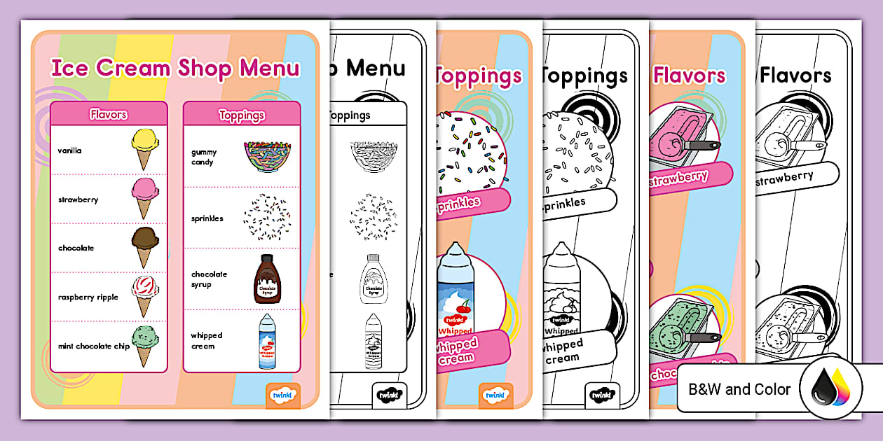 Dramatic Play Ice Cream Shop Menu Posters | Twinkl USA
