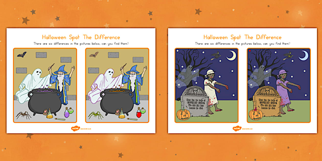 Halloween Spot The Difference (teacher made) - Twinkl