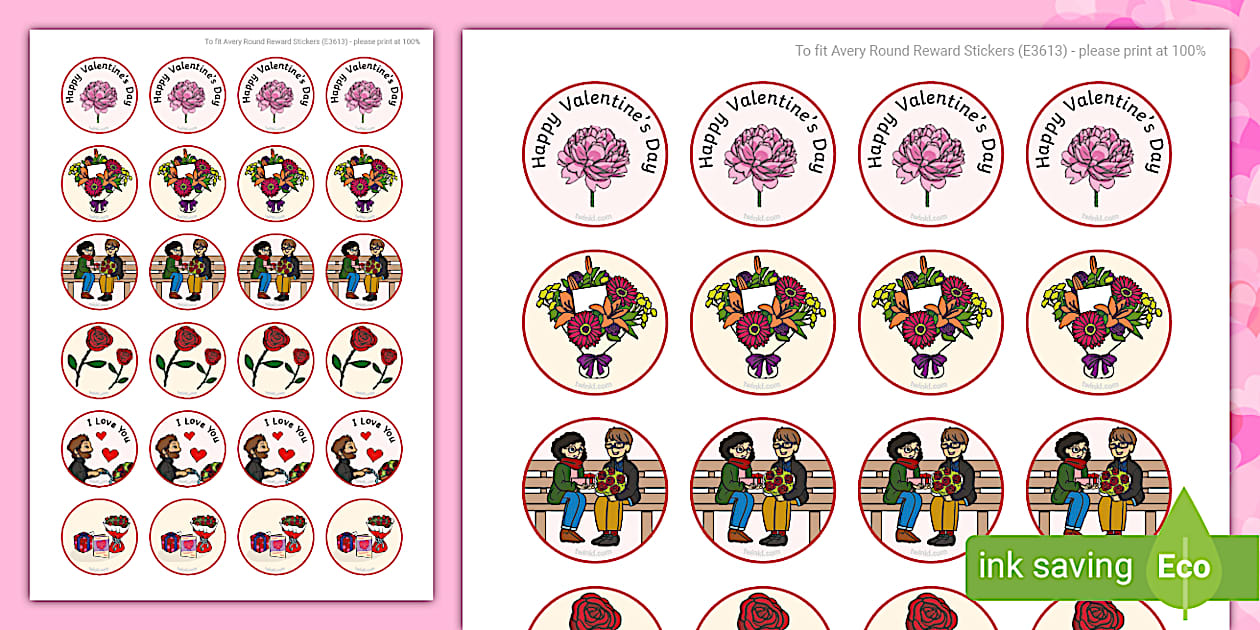 Printable Valentine's Day Flower Stickers | Twinkl Stickers