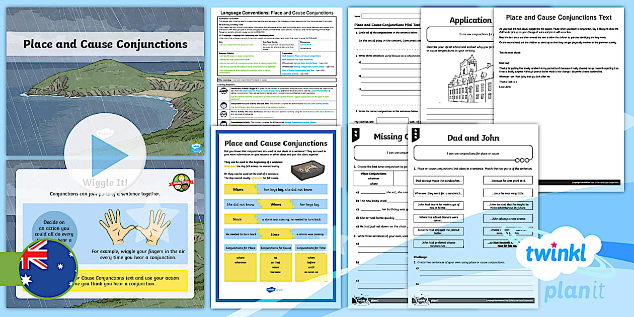 Year 3 Language Conventions Place and Cause Conjunctions Lesson