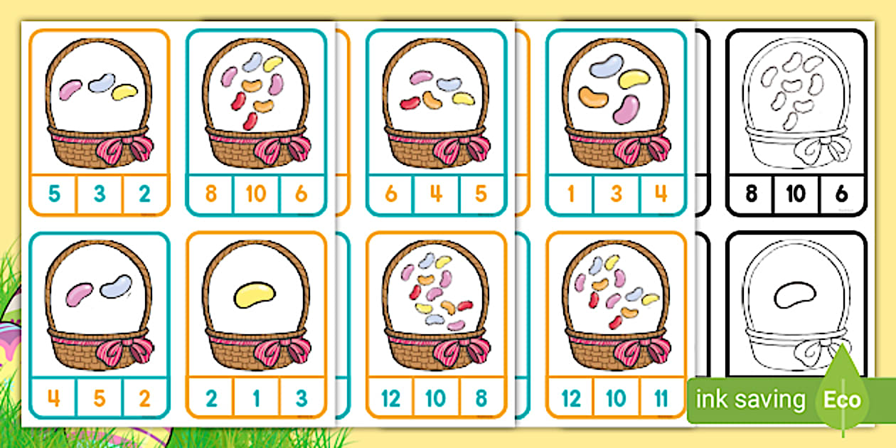 Jelly Bean Counting to 12 Clip Cards | Printables | Twinkl USA