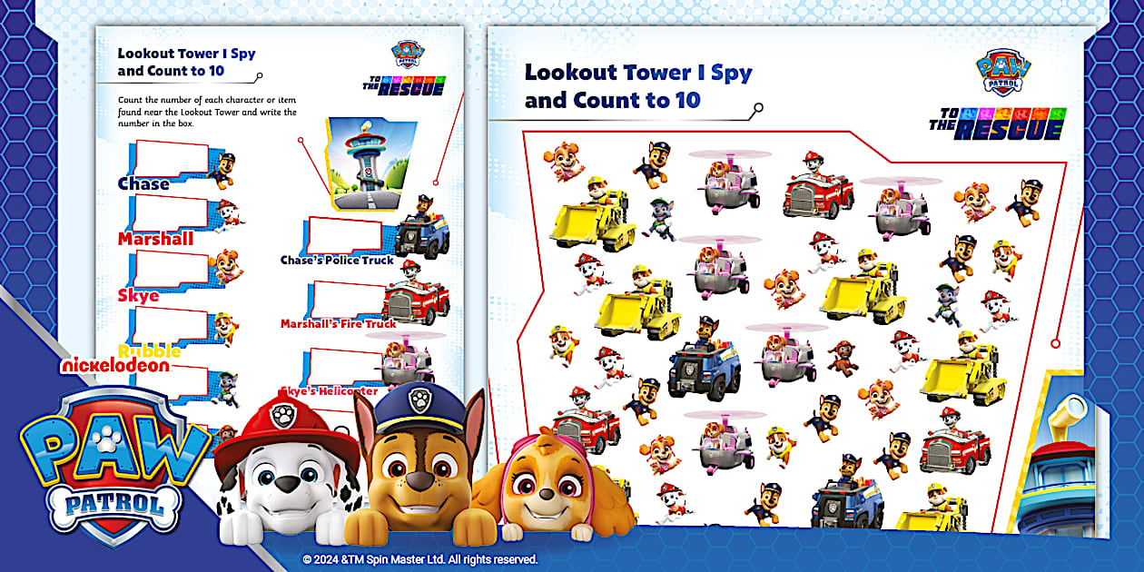 FREE PAW Patrol: I Spy and Count to 10 Worksheet - Twinkl