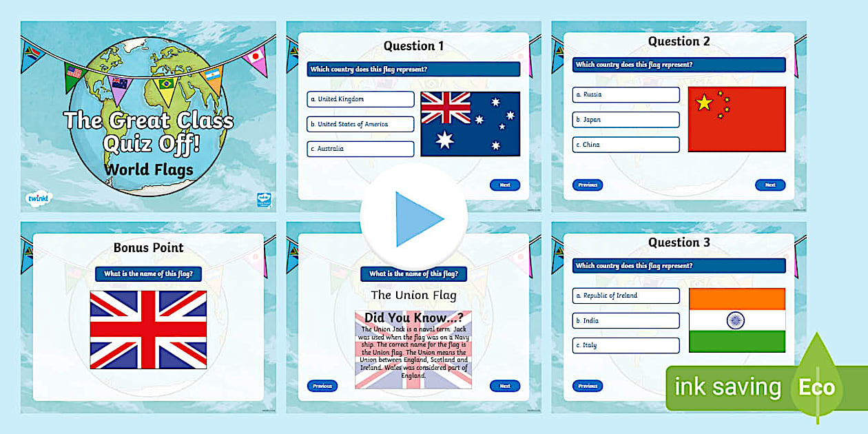 The Great Class Quiz Off - World Flags PowerPoint Game