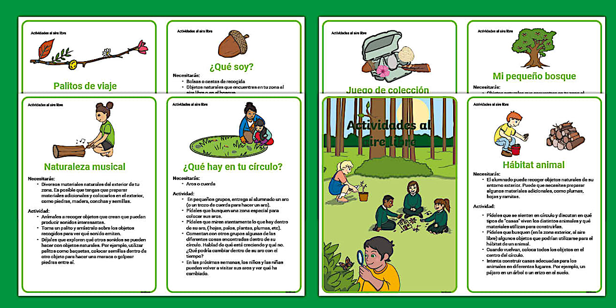 Tarjetas: Actividades al aire libre - Educación Física