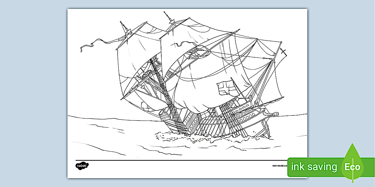 Mary Rose Ship Colouring Sheet