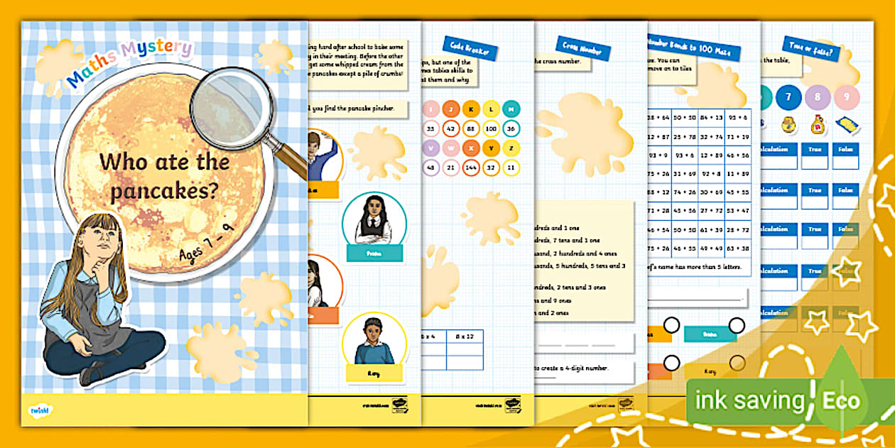 Who ate the pancakes? Pancake Day Maths Mystery (Ages 7 - 9)