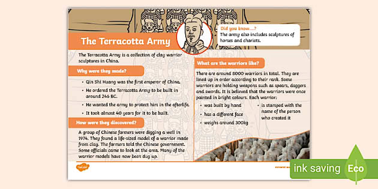 Terracotta Army Fact File - KS1 (nauczyciel wykonał)