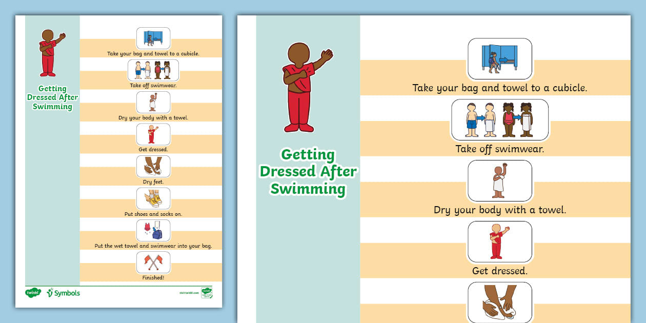 Twinkl Symbols: Getting Dressed After Swimming - Twinkl