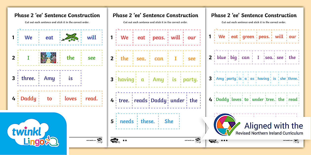 Linguistic Phonics Phase 2 'ee' Sentence Construction