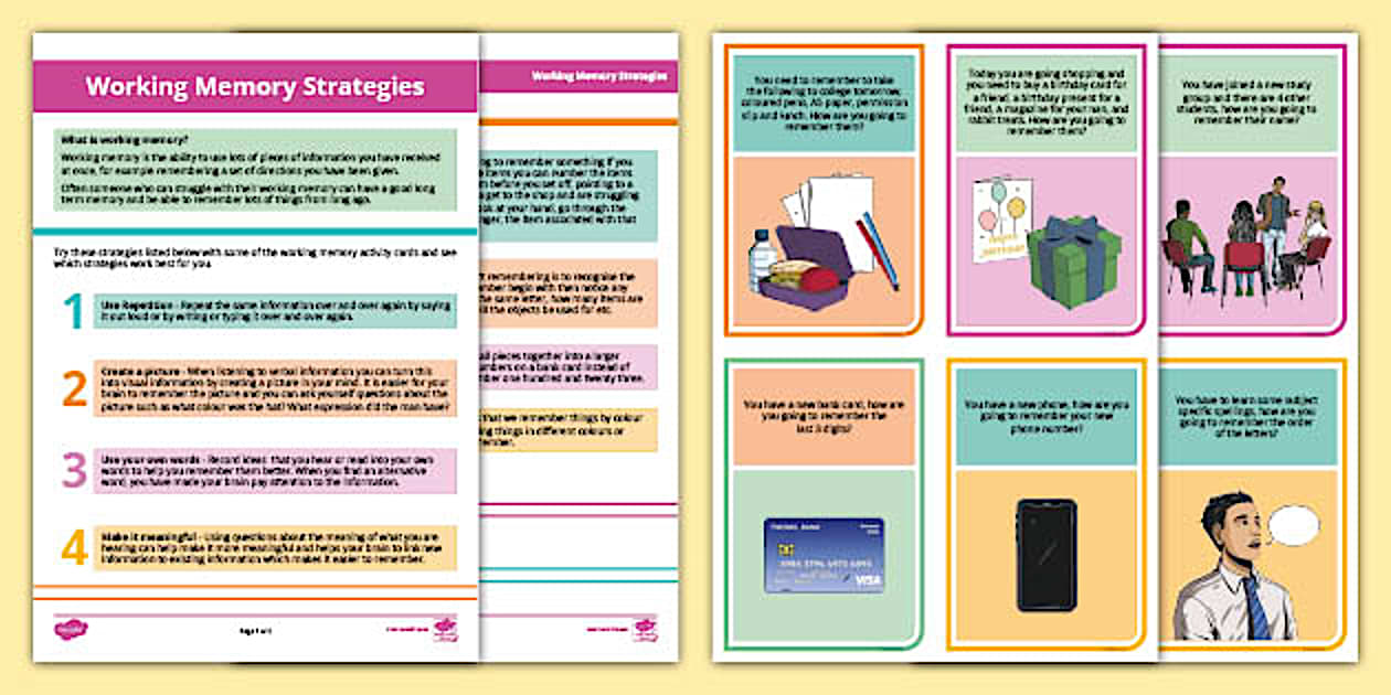 Older Learners Dyslexia Working Memory Resource Pack