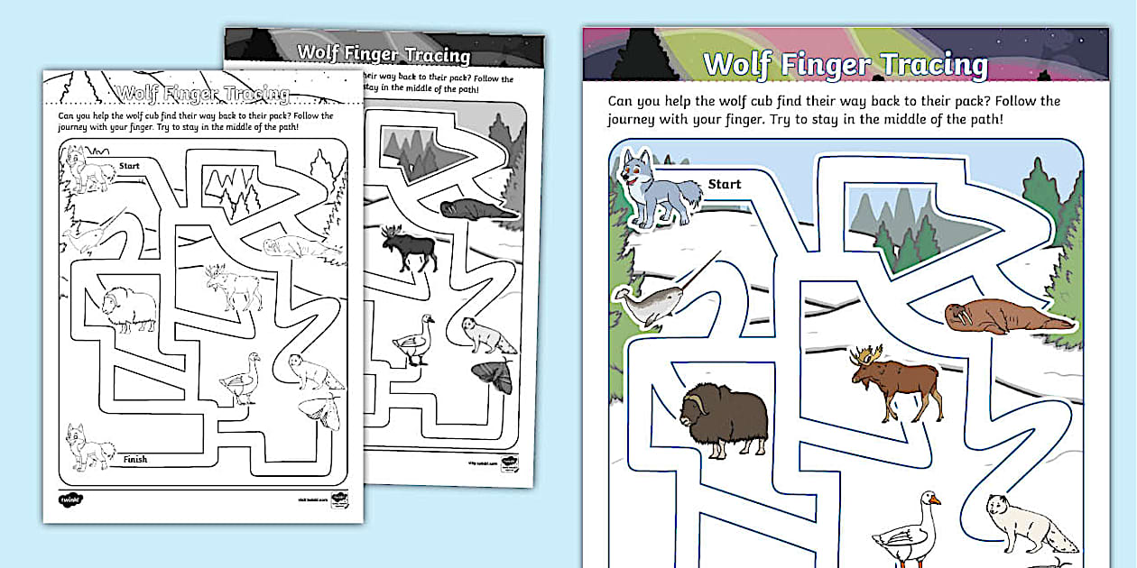 Wolf Finger Tracing Activity - Twinkl Primary (teacher made)