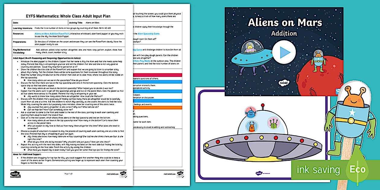 EYFS Maths: Aliens on Mars Finding the Total Whole Class Adult Input ...
