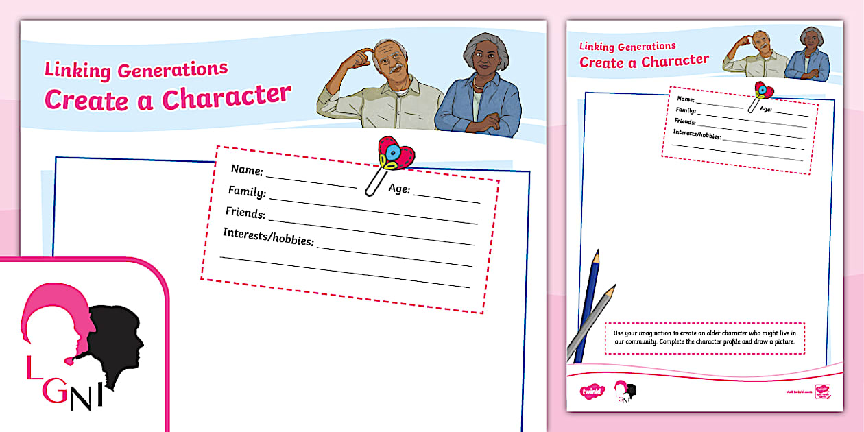 FREE! - Linking Generations Create a Character Activity Sheet