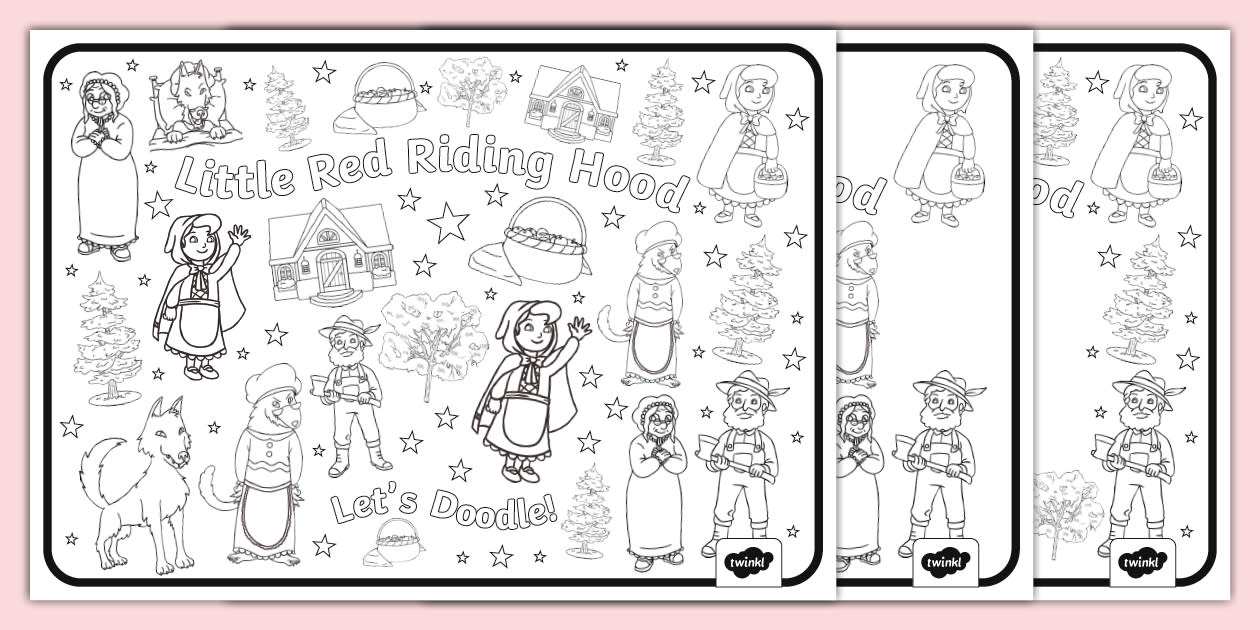 Little Red Riding Hood Doodle Colouring - Twinkl - KS1