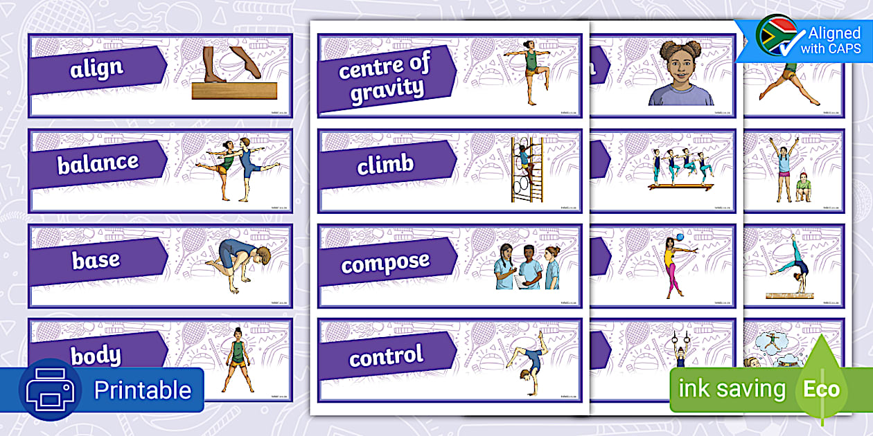 Grade 6 Physical Fitness Gymnastics Movement Word Cards