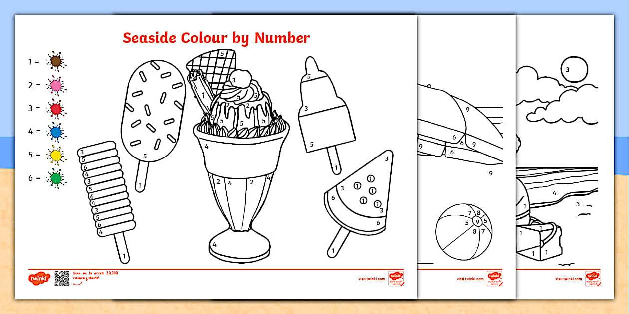 👉 EYFS Seaside Colour by Number Activity (teacher made)