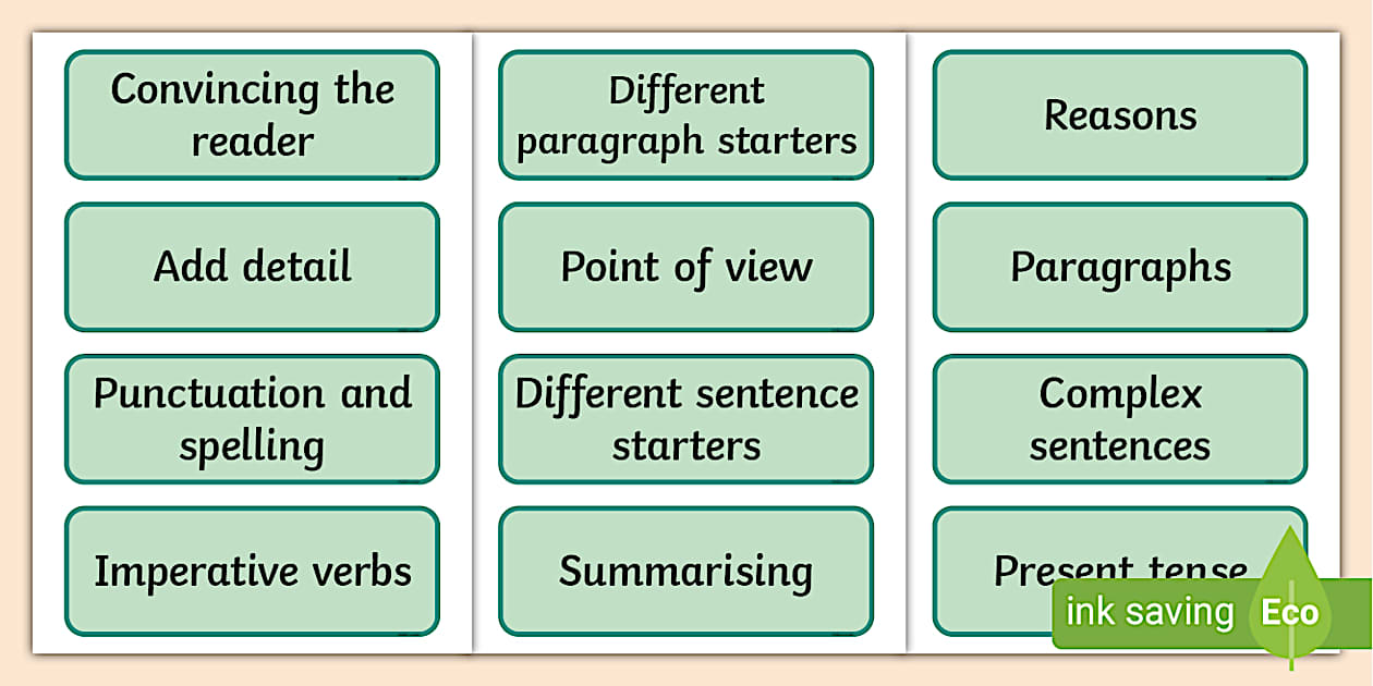 Level 2 Writing - Persuasive Writing Word Cards