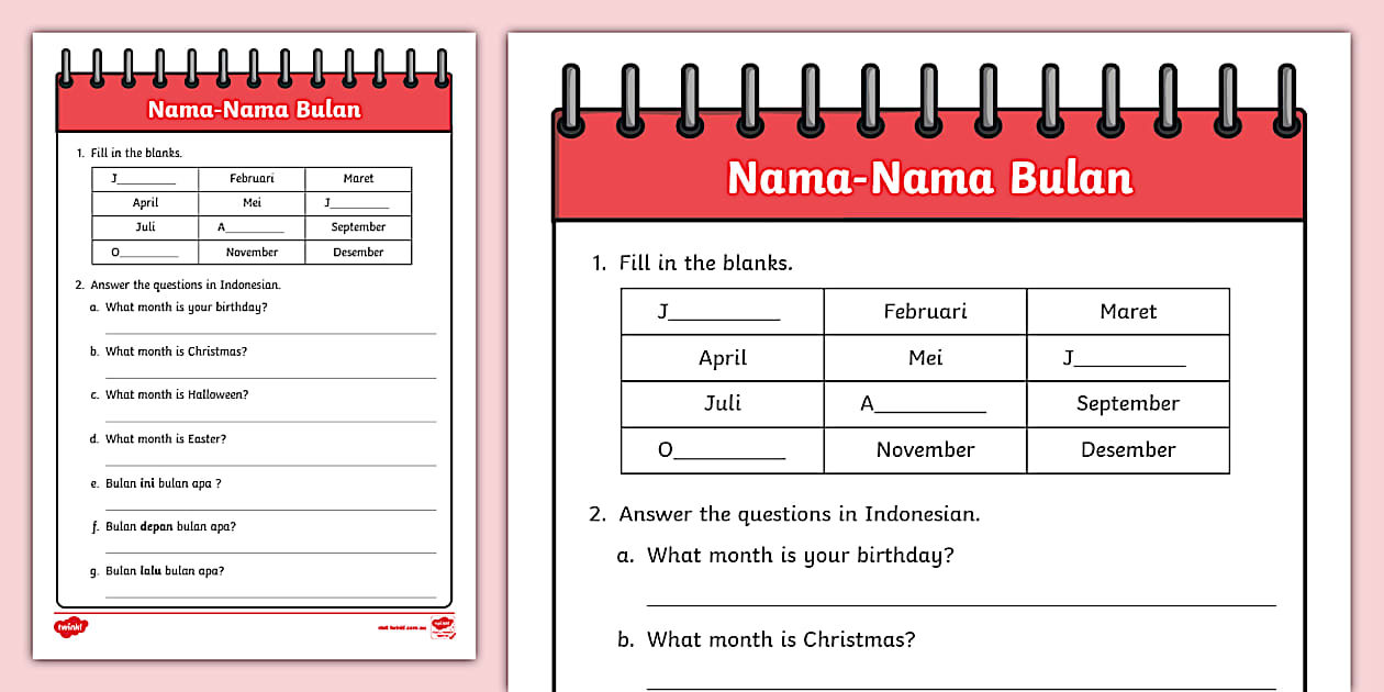 Years 1-2 Indonesian PowerPoint: Months (teacher made)