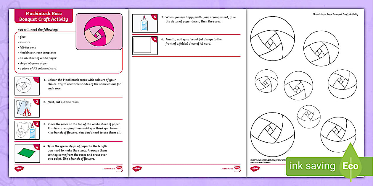 Mackintosh Rose Bouquet Craft Activity (teacher made)