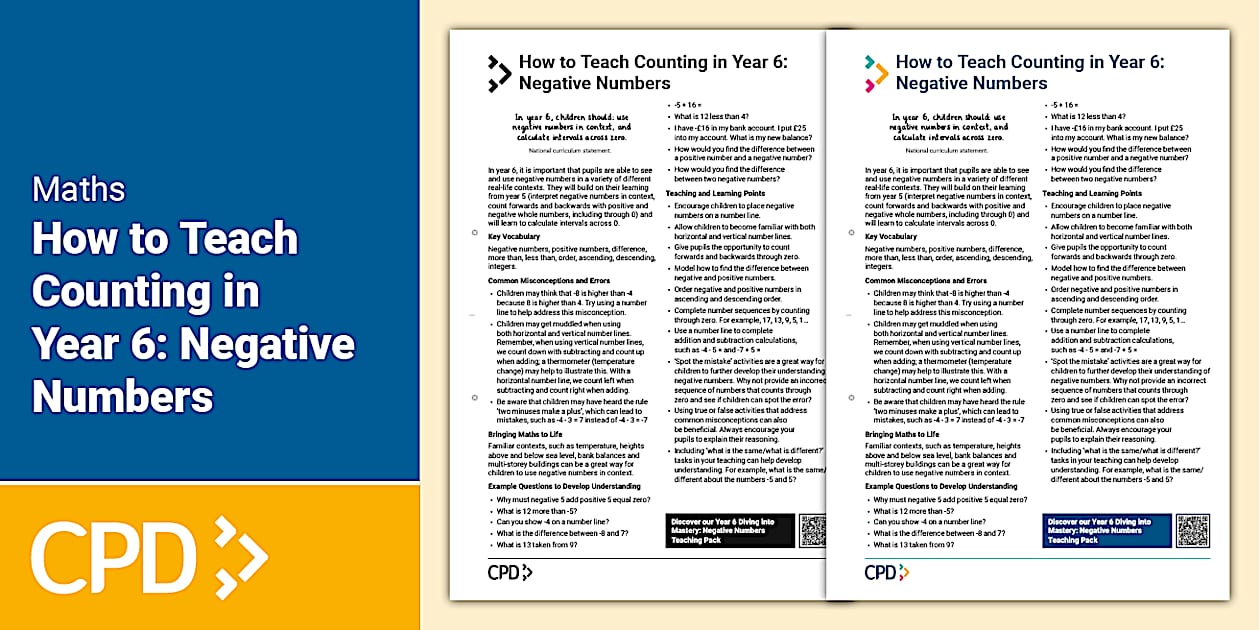How to Teach Counting in Year 6: Negative Numbers CPD