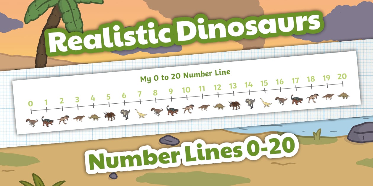 Realistic Dinosaurs Number Lines 0–20 | Twinkl