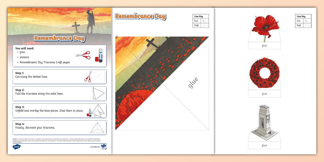Remembrance Day KS2 Triarama Craft (teacher made) - Twinkl
