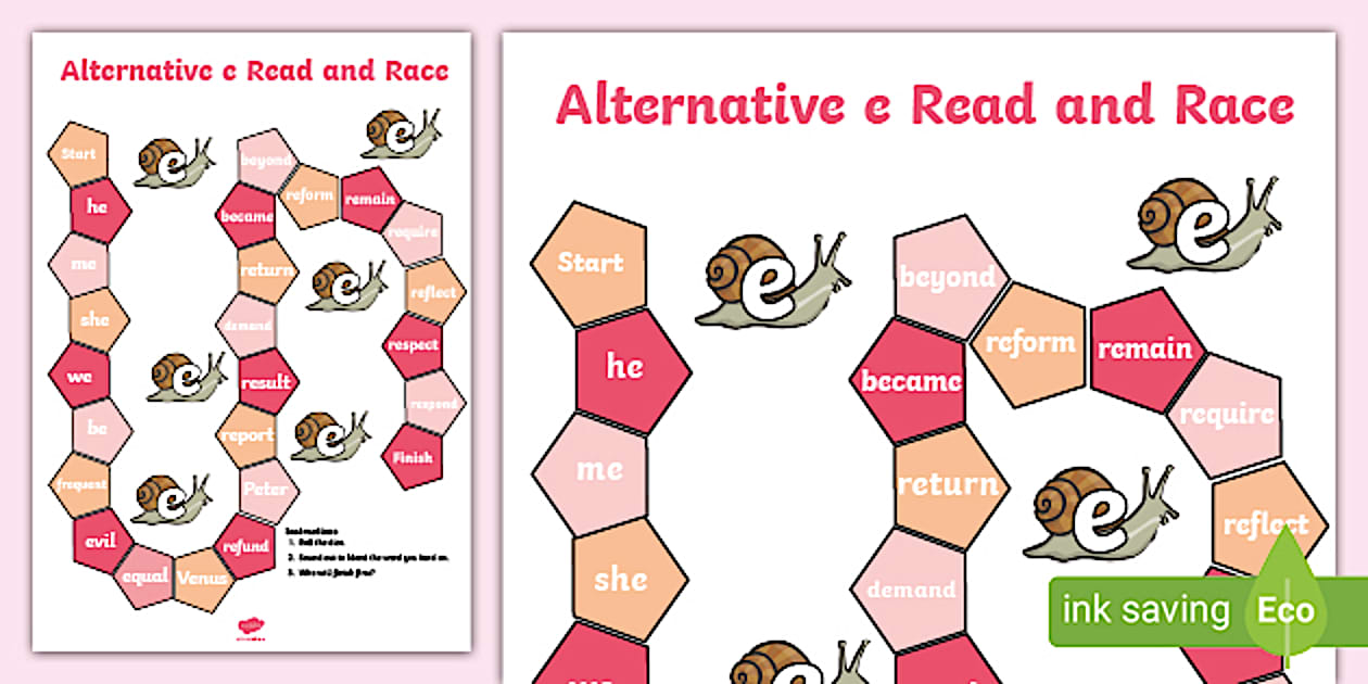 Editable Alternative Long e Sound Phonics Read and Race Game