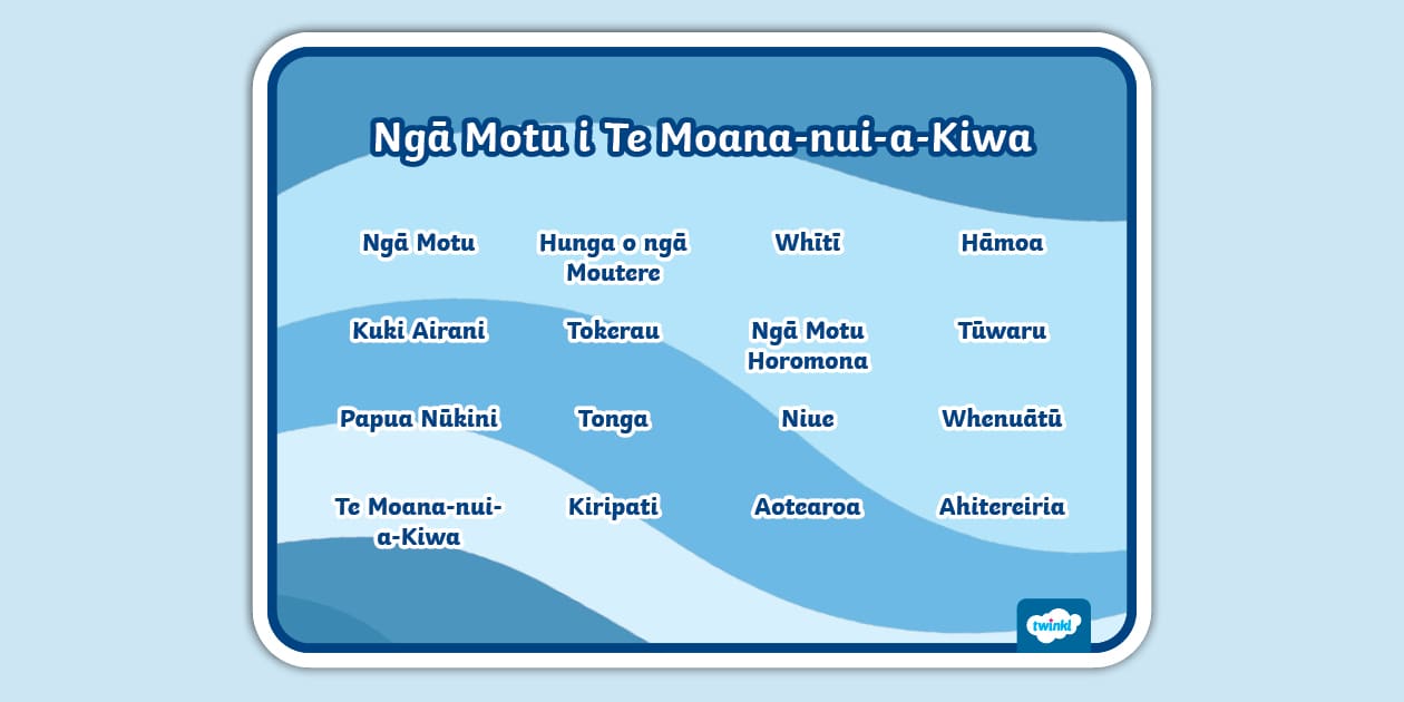 Ngā Motu i Te Moana-nui-a-Kiwa - He Kupu Taka - Twinkl