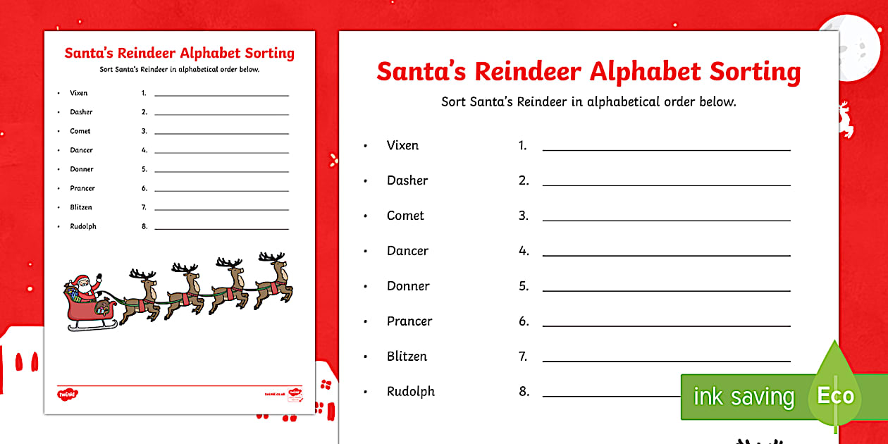 Reindeer Names In Order | Name of Santa's Reindeer In Order