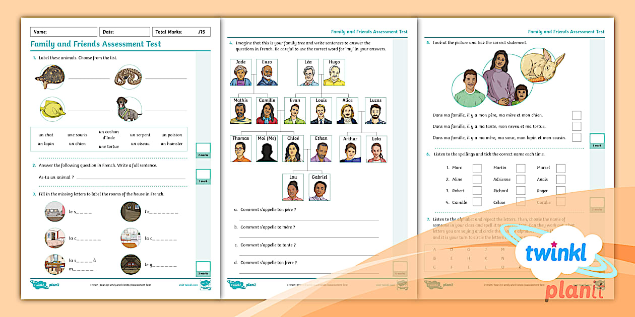 👉 French: Family and Friends: Year 3 Assessment Test