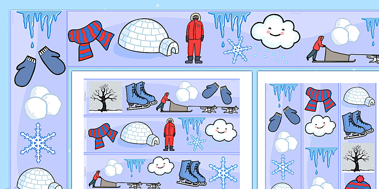 Winter Season Display Borders (teacher made) - Twinkl