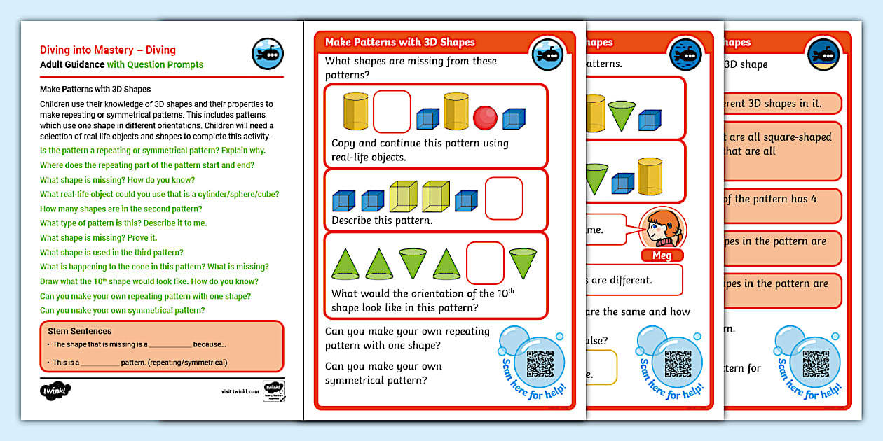 👉 Year 2 DiM: Step 12b Make Patterns with 3D Shapes