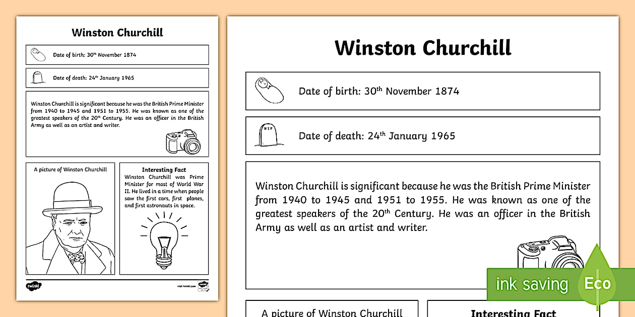 Winston Churchill Significant Individual Fact Sheet - Twinkl