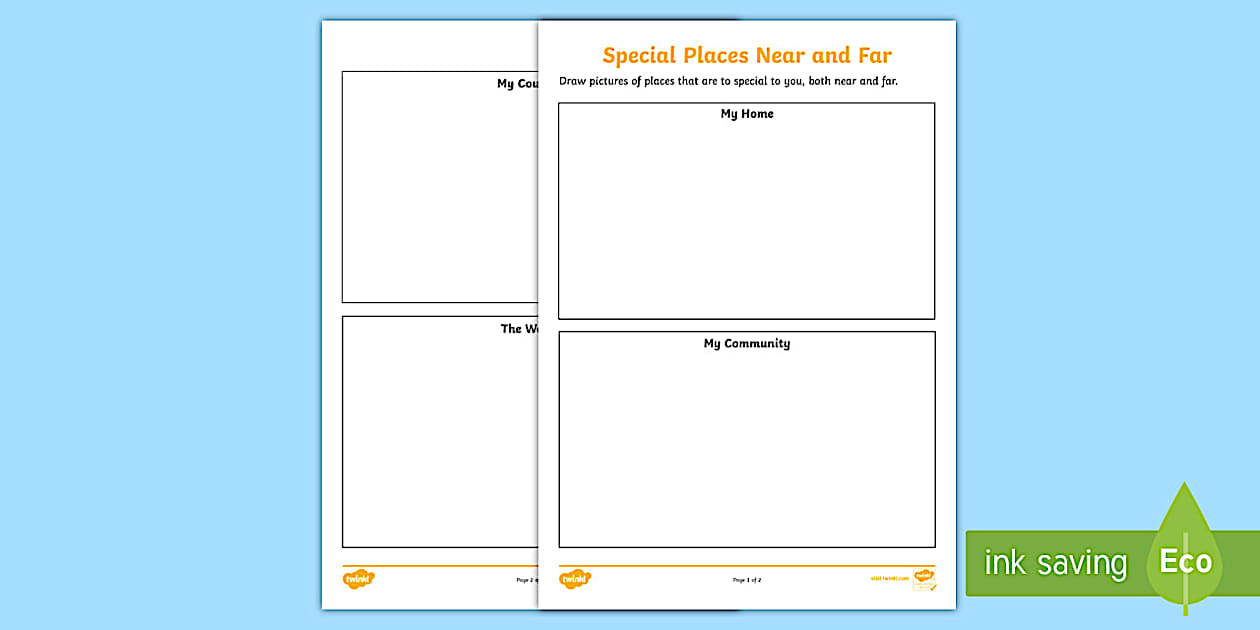 SA Special Places Near and Far Drawing Worksheet - Twinkl