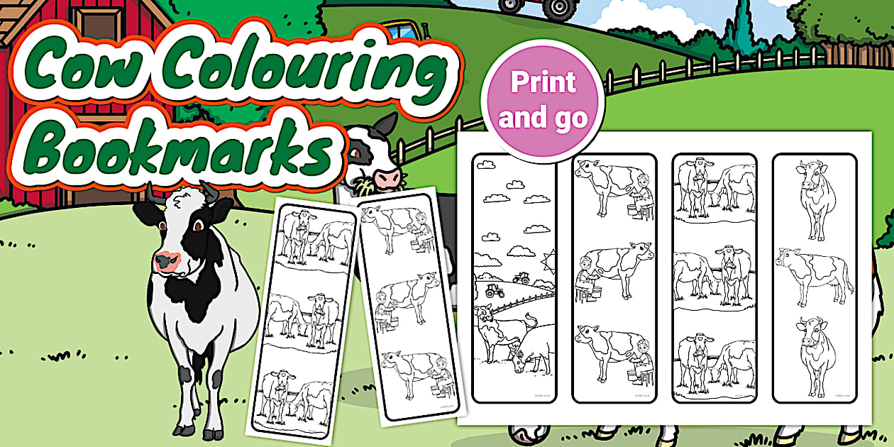 Cow Colouring Bookmarks