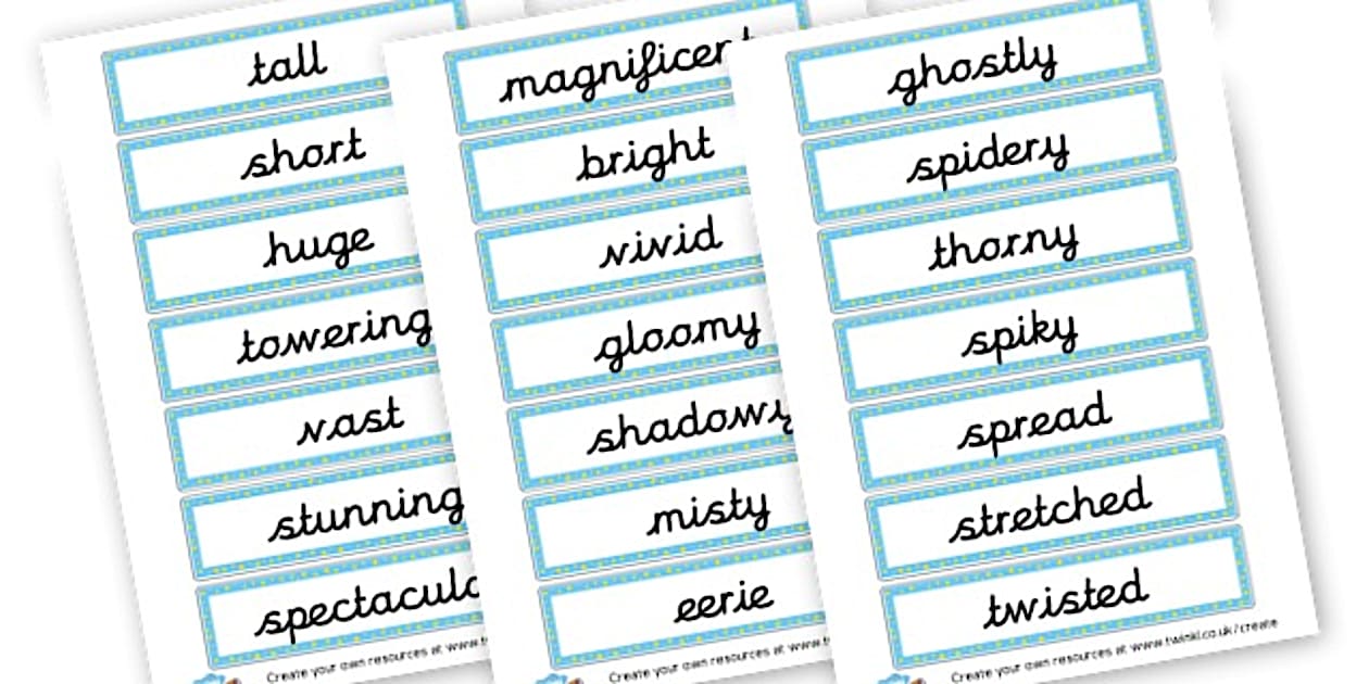Adjectives Labels (teacher made) - Twinkl