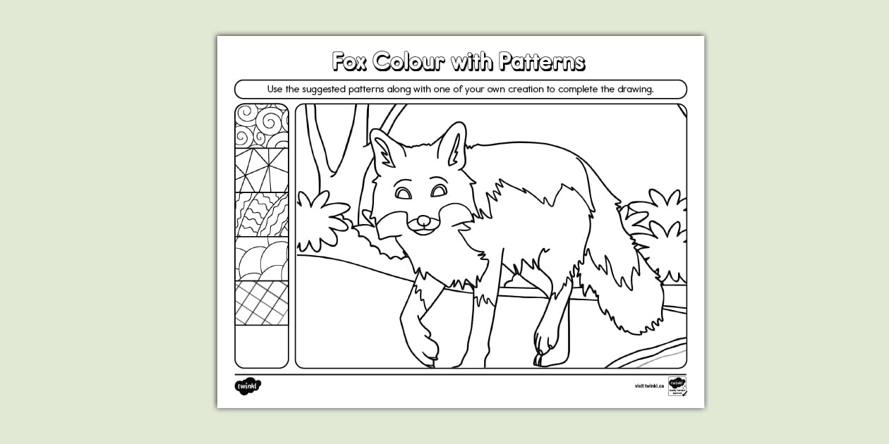 Fox Colour With Patterns Activity (teacher made) - Twinkl