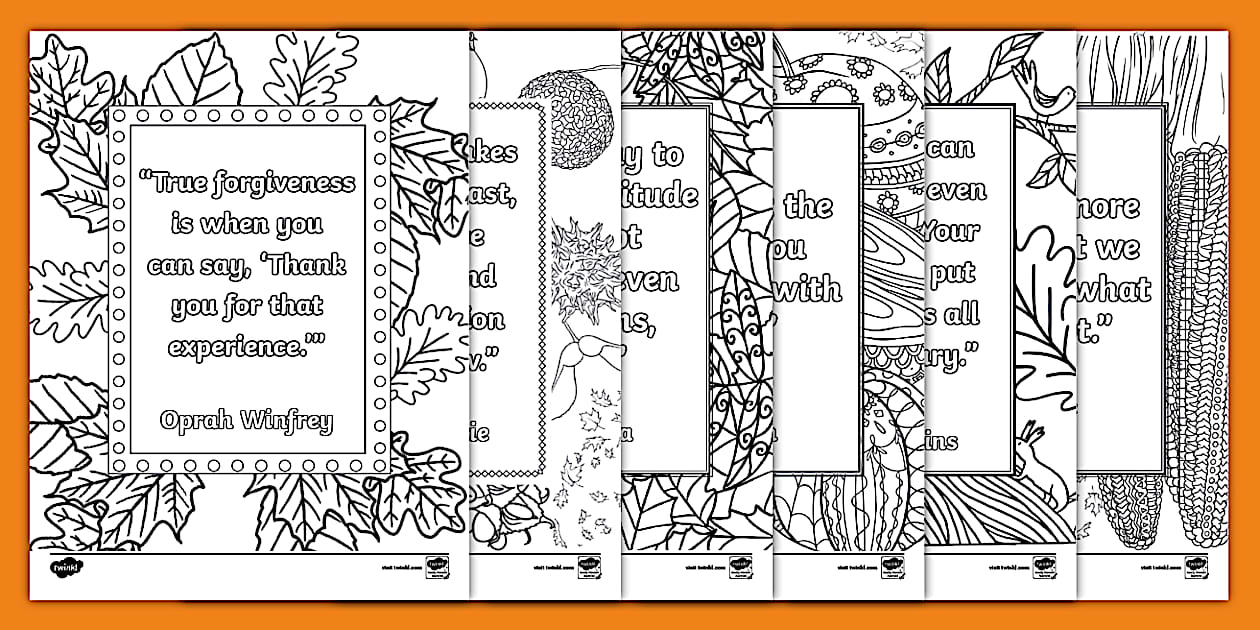 Fall Gratitude Quotes Coloring Pages for Kids | Twinkl USA