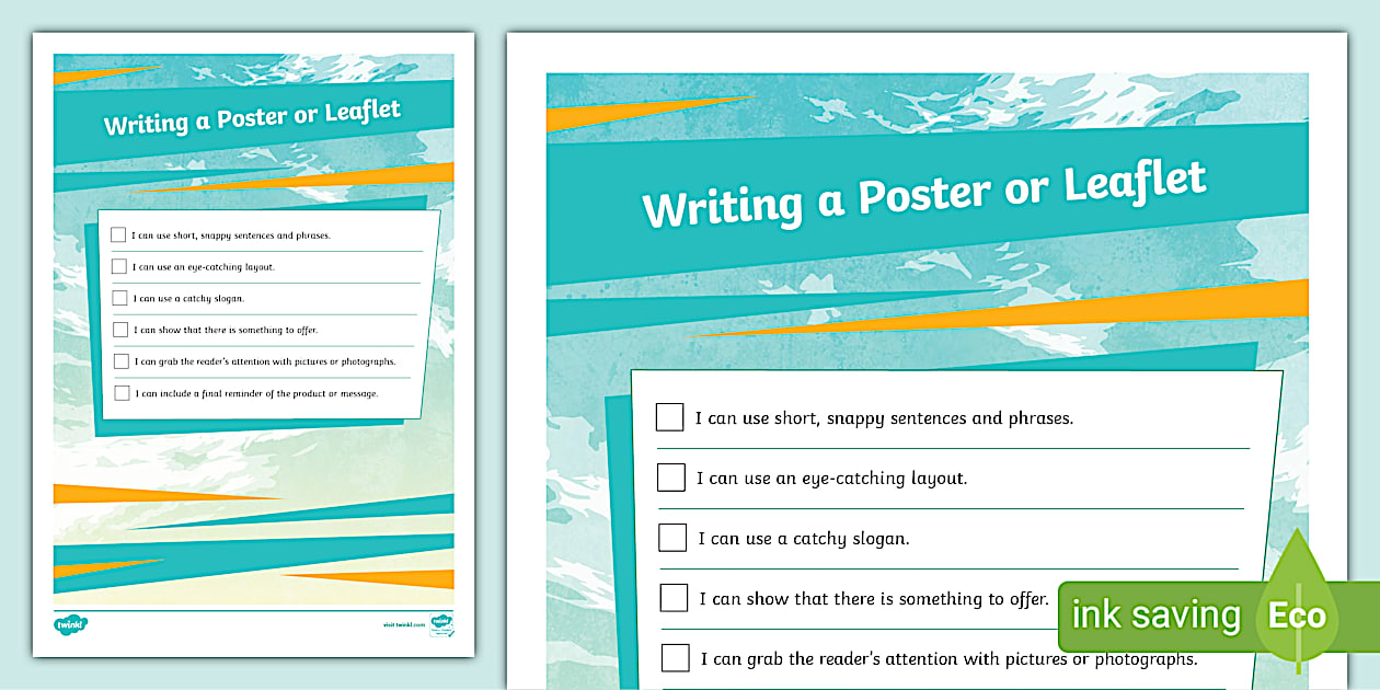 Writing a Poster or Leaflet Checklist, Posters and Leaflets