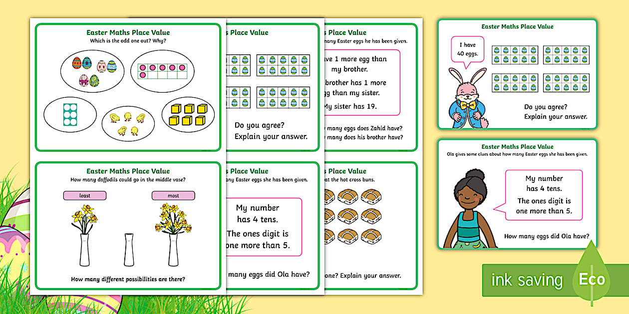 Place Value Easter Maths Year 1 Discussion Cards - KS1