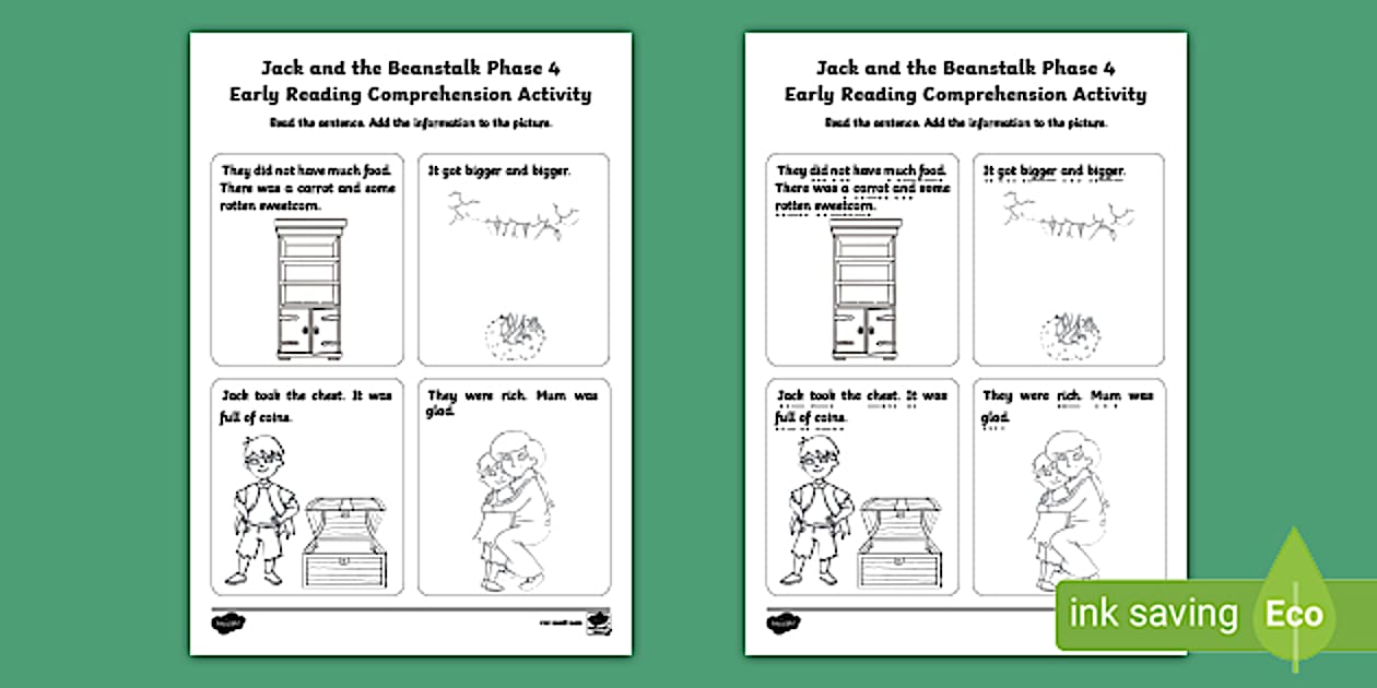 Jack and the Beanstalk Kindergarten Reading Comprehension