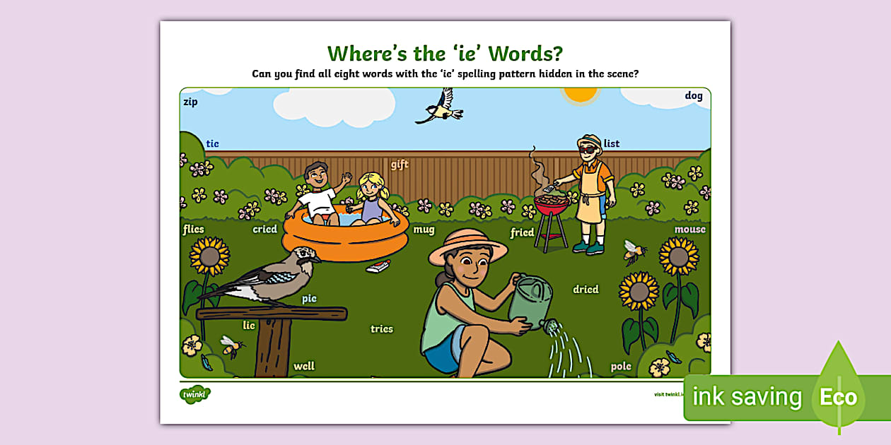 Where's the 'ie' Spelling Pattern? I Spy Activity - Twinkl