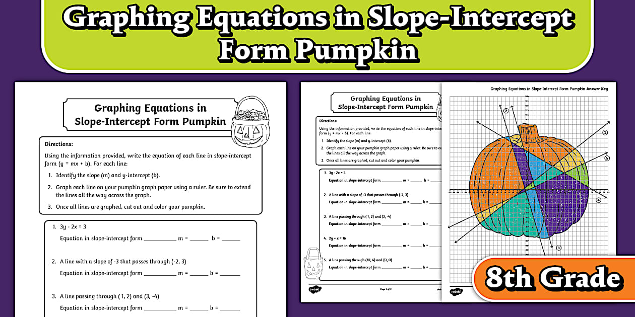 Eighth Gr Graphing Equations in Slope-Intercept Form Pumpkin